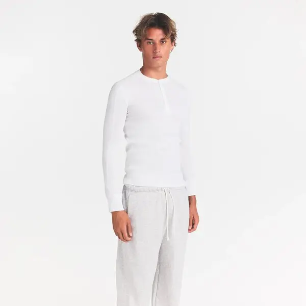 SKIMS Rib Henley | White | | Cotton