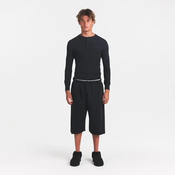 SKIMS Rib Henley | Black | Small | Cotton