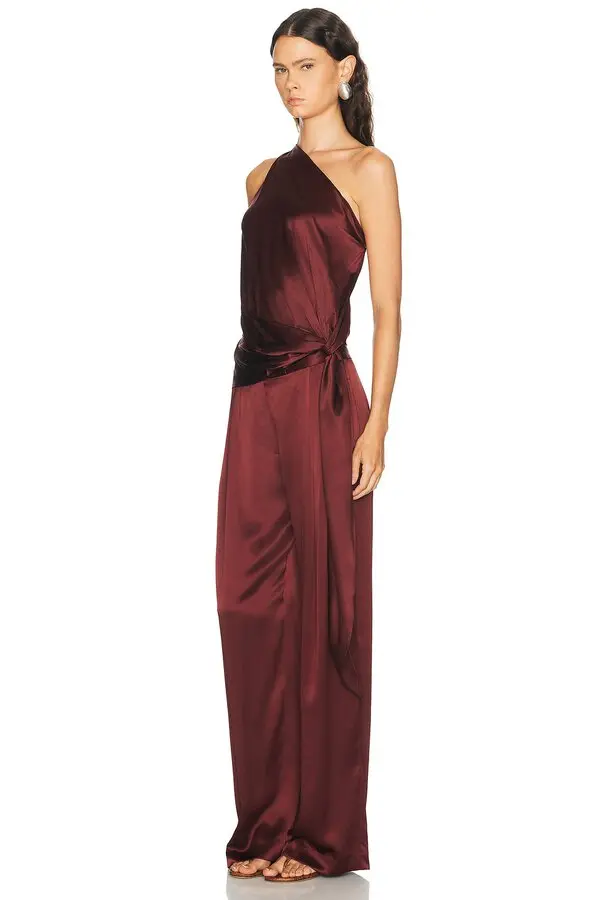THE SEI Asymmetric Tail Drape Top - Henna