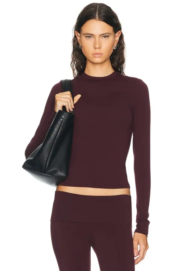 SKIMS Cotton Jersey Long Sleeve T-shirt - Currant