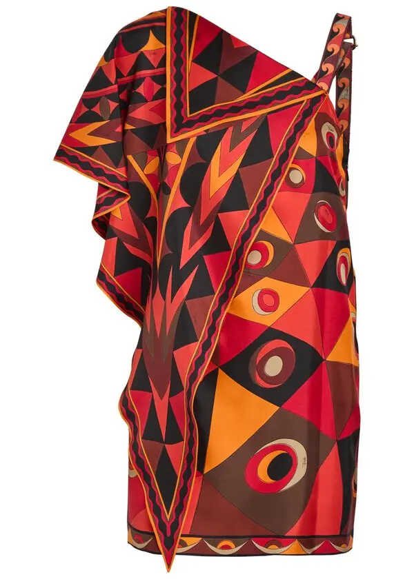 Emilio Pucci Printed Layered Silk-twill Mini Dress