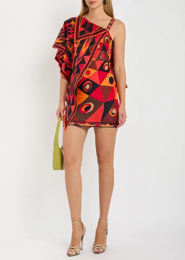 Emilio Pucci Printed Layered Silk-twill Mini Dress