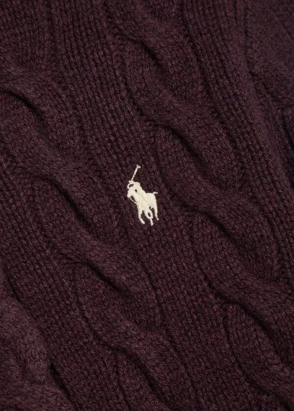 Polo Ralph Lauren Logo-embroidered Cable-knit Cardigan - Dark Purple