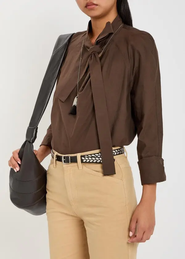 LEMAIRE Almond Studded Glossed Leather Belt