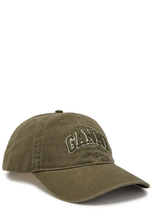 GANNI Logo-appliquéd Cotton Baseball Cap - Grey