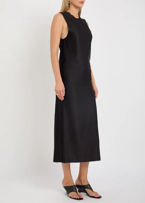 ARMARIUM Fiorenza Plissé Satin Midi Dress