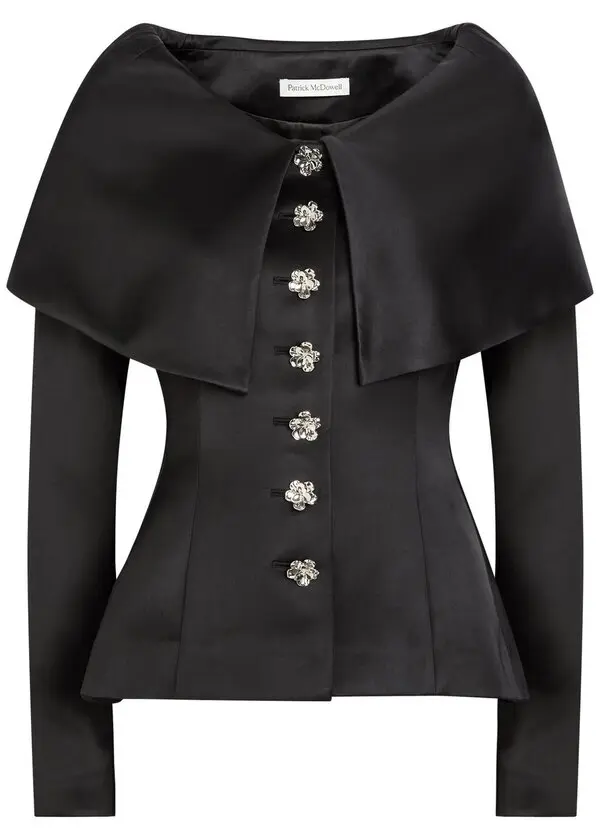 PATRICK MCDOWELL Lucette Satin Jacket With Oversized Collar