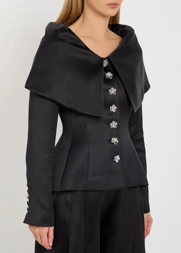 PATRICK MCDOWELL Lucette Satin Jacket With Oversized Collar