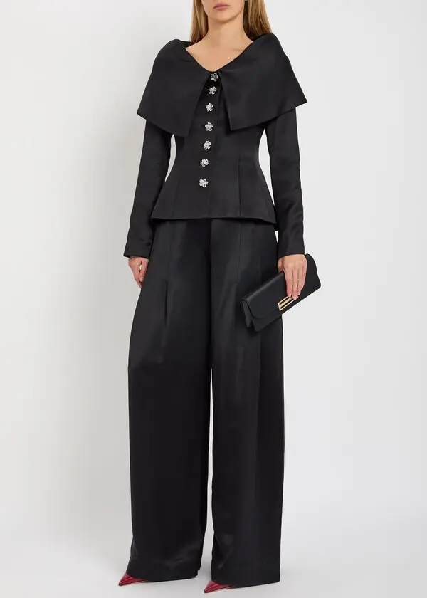 PATRICK MCDOWELL Lucette Satin Jacket With Oversized Collar
