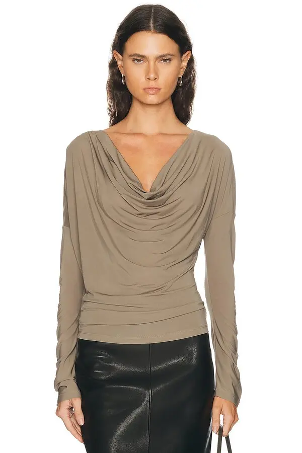 Helmut Lang Cowl Long Sleeve Top