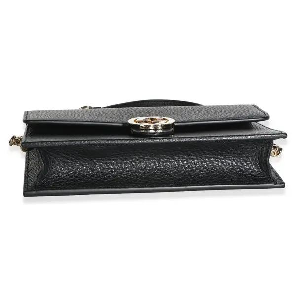 Gucci Dollar Calfskin Interlocking G Chain Wallet - Black