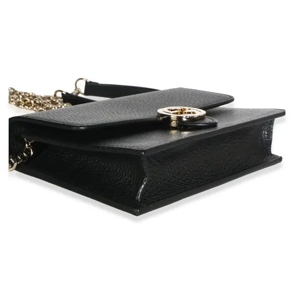 Gucci Dollar Calfskin Interlocking G Chain Wallet - Black