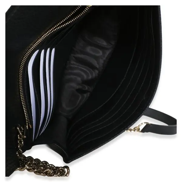Gucci Dollar Calfskin Interlocking G Chain Wallet - Black