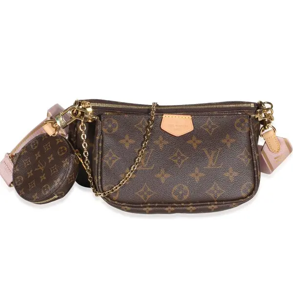 LOUIS VUITTON Rose Clair Monogram Canvas Multi Pochette - Brown