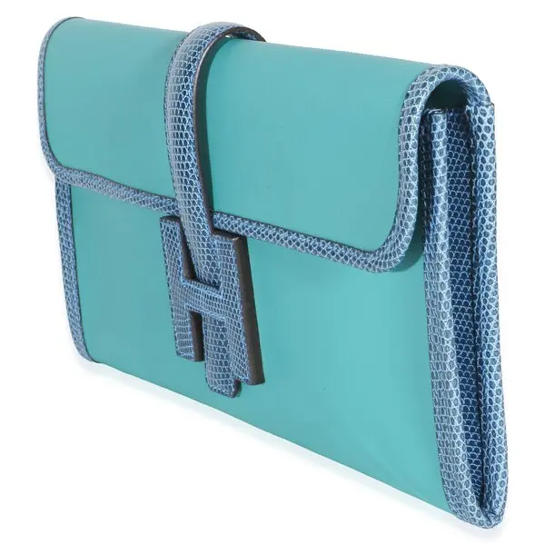 Hermès Swift Lizard Jige Elan Touch 29 Clutch - Blue