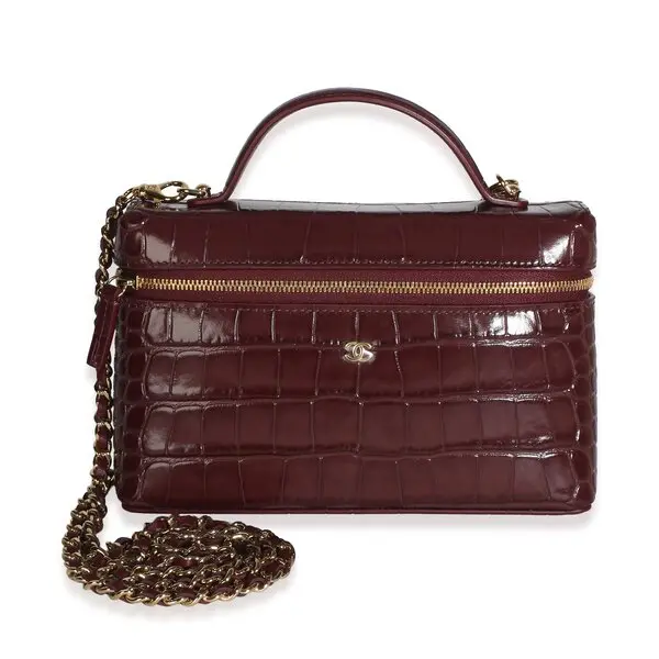 Chanel Crocodile Embossed Calfskin Vanity With Chain
