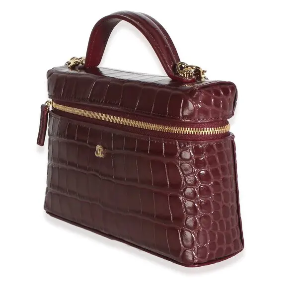 Chanel Crocodile Embossed Calfskin Vanity With Chain