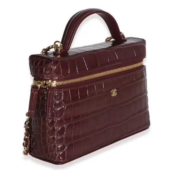 Chanel Crocodile Embossed Calfskin Vanity With Chain