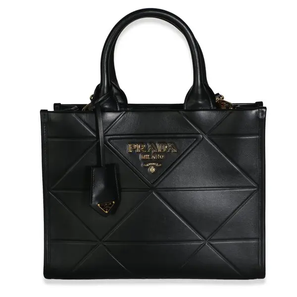 Prada Triangolo Embossed Soft Calfskin Symbole Tote
