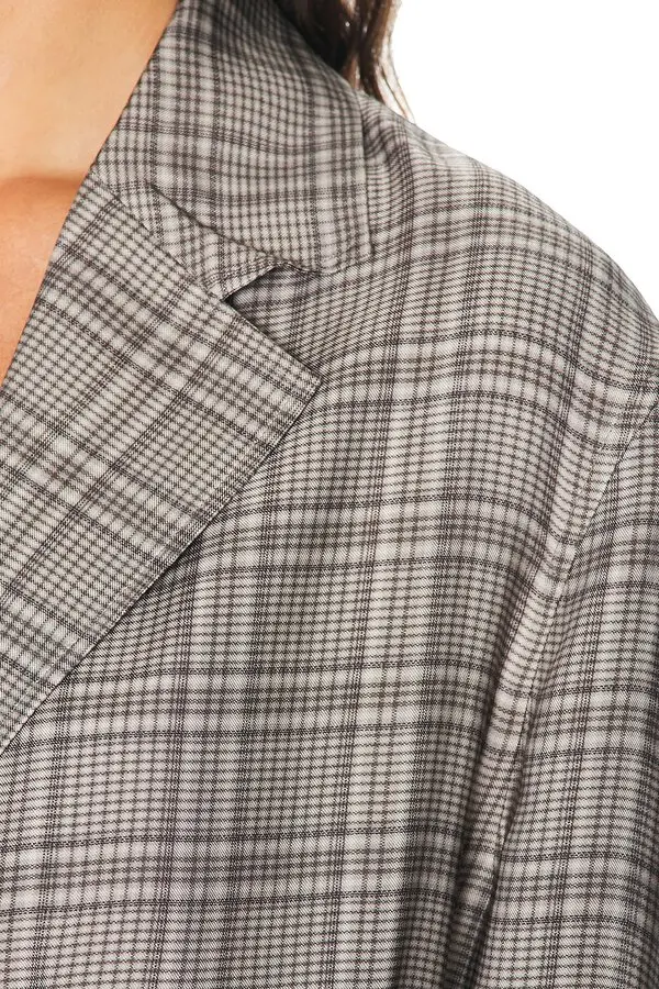 Acne Studios Junida Check Fluid Suit Jacket - Dark Grey