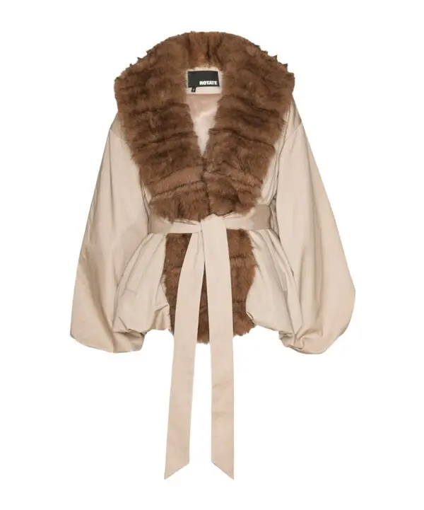 ROTATE BY BIRGER CHRISTENSEN Faux Fur Collar Jacket