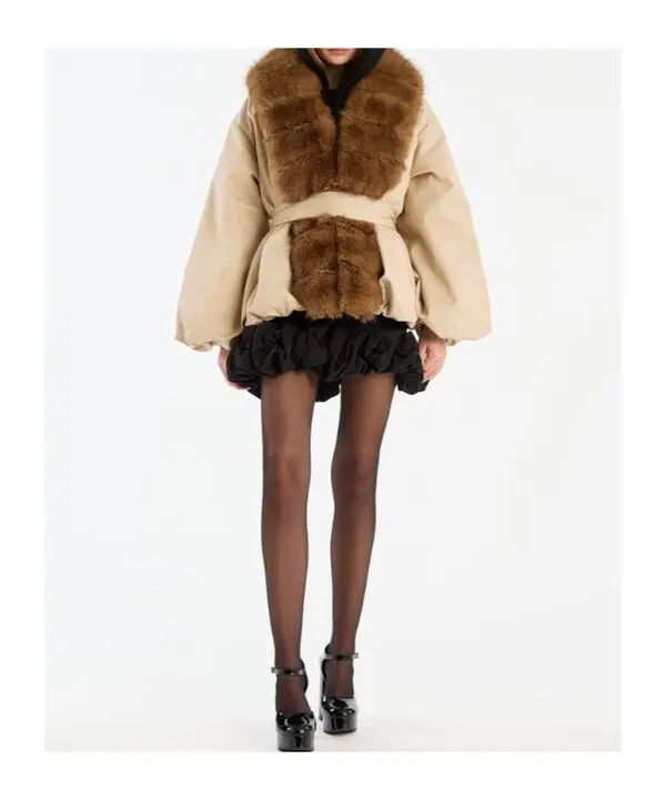 ROTATE BY BIRGER CHRISTENSEN Faux Fur Collar Jacket