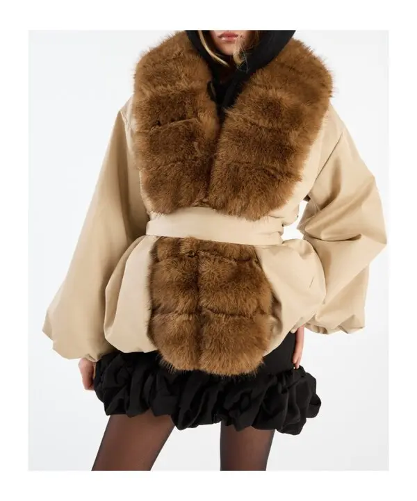 ROTATE BY BIRGER CHRISTENSEN Faux Fur Collar Jacket