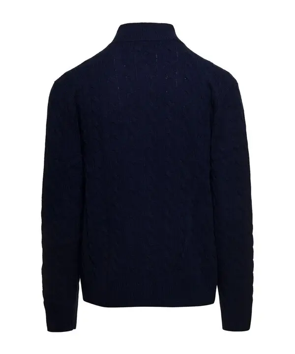 Polo Ralph Lauren Cable-knit Quarter-zip Jumper With Embroidered Pony - Navy