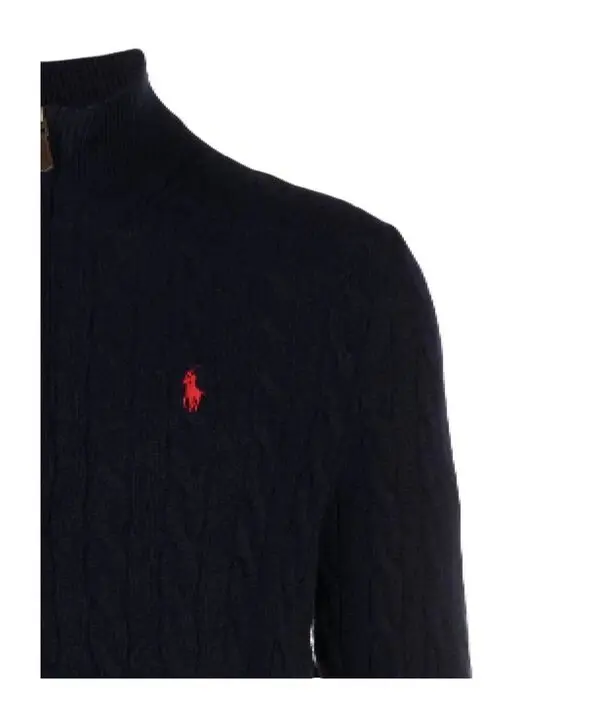 Polo Ralph Lauren Cable-knit Quarter-zip Jumper With Embroidered Pony - Navy