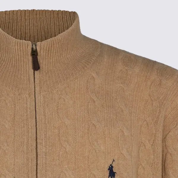 Polo Ralph Lauren Cable-knit Quarter-zip Jumper With Embroidered Pony - Nude