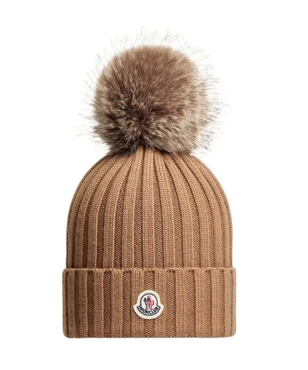 Moncler Wool Beanie With Pom Pom
