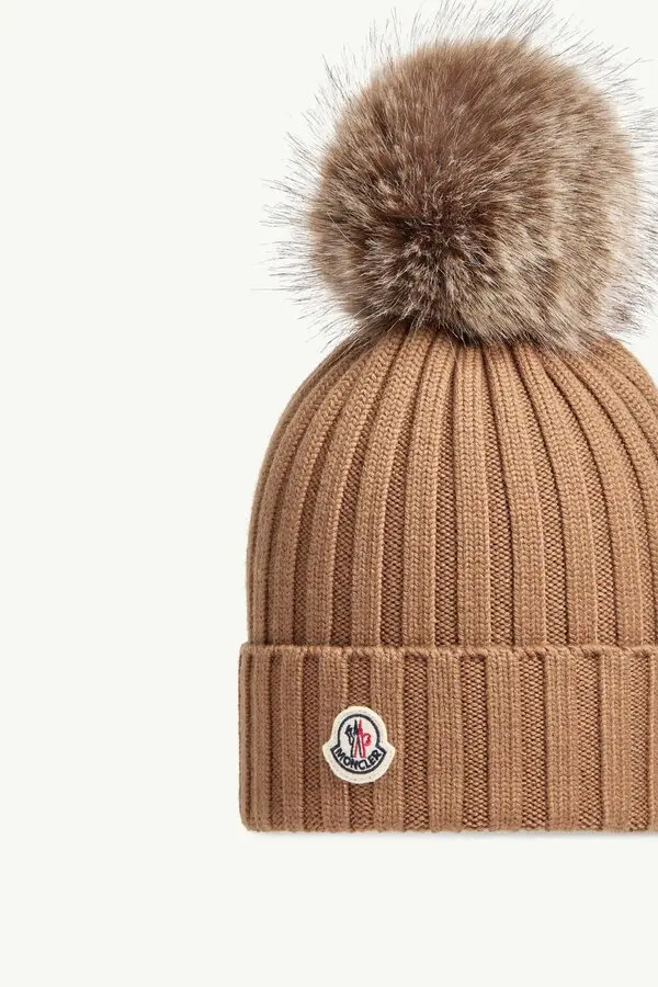 Moncler Wool Beanie With Pom Pom