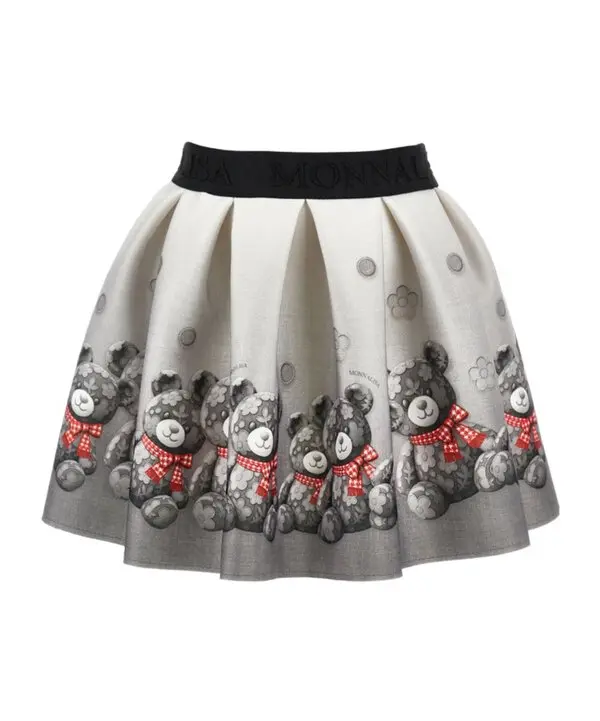 Monnalisa Teddy Bear Pleated Skirt