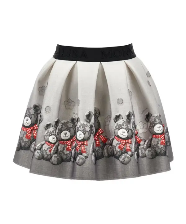 Monnalisa Teddy Bear Pleated Skirt