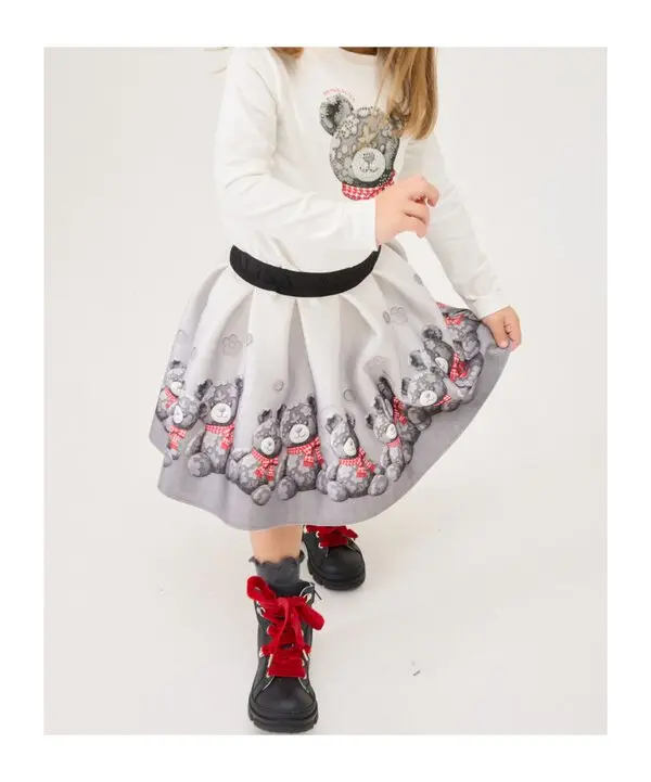 Monnalisa Teddy Bear Pleated Skirt