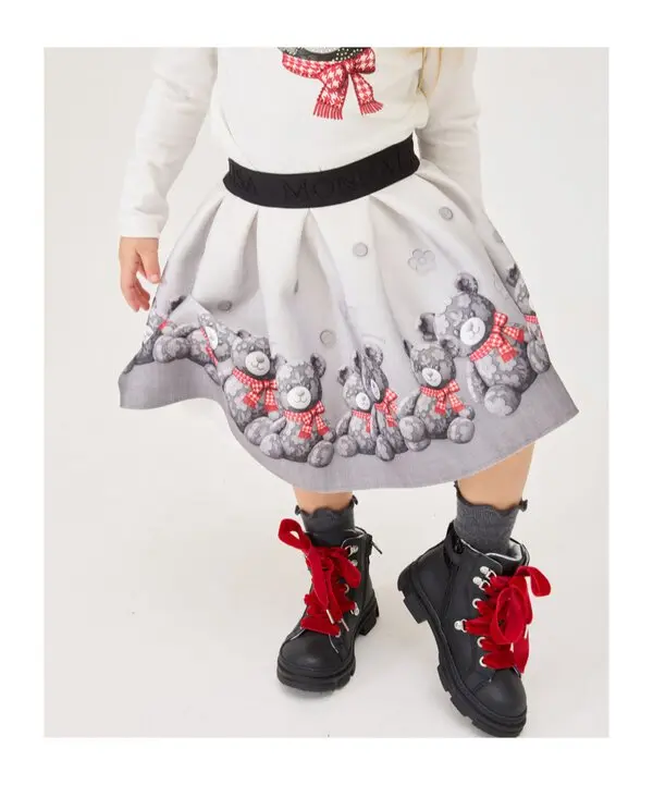 Monnalisa Teddy Bear Pleated Skirt