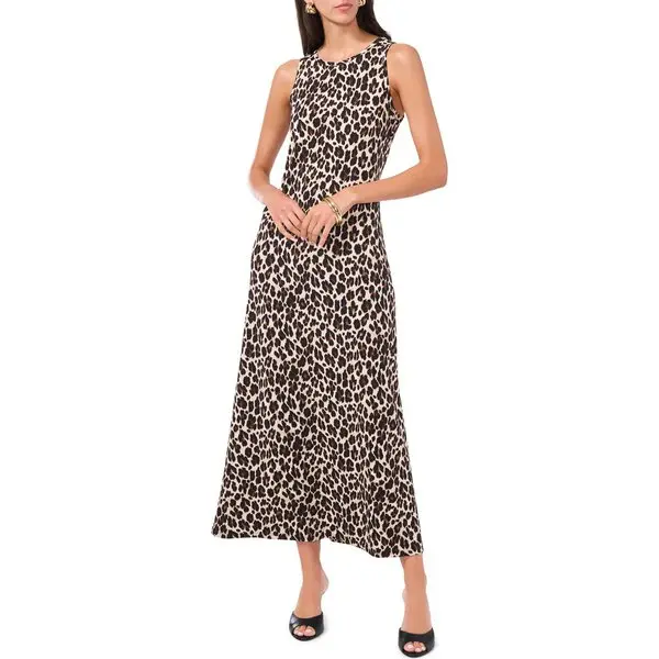 Vince Camuto Leopard Print Sleeveless Maxi Dress