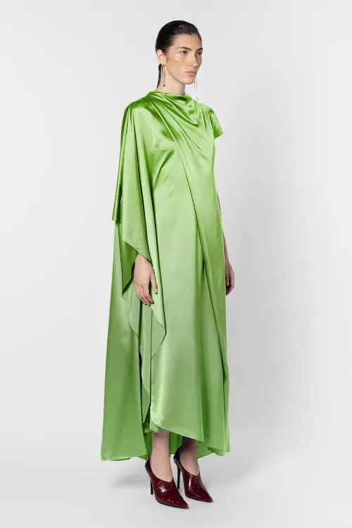 ROKSANDA Green Asytmetric Draped Silk Hiba Dress