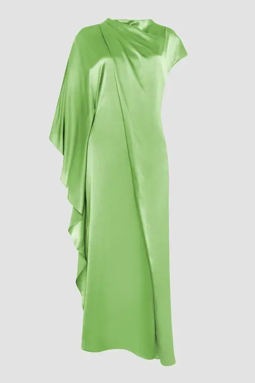 ROKSANDA Green Asytmetric Draped Silk Hiba Dress