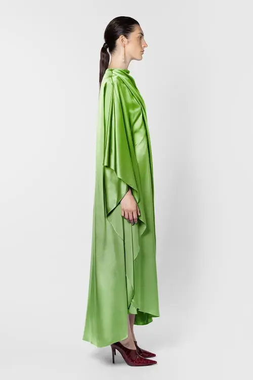 ROKSANDA Green Asytmetric Draped Silk Hiba Dress