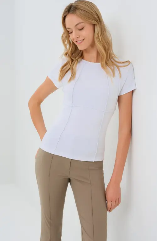 Anatomie Short Sleeve Celeste Rib Top - White