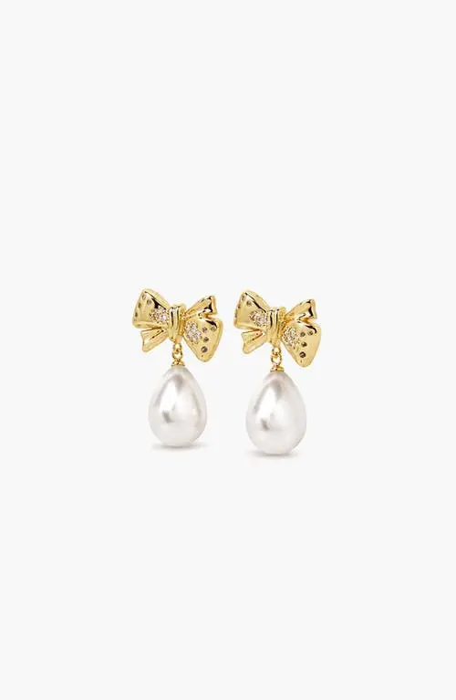 YOJ Bow Pearl Earrings Drop Earrings