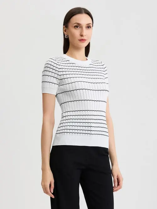 Misook Striped Soft Knit Top