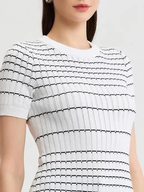 Misook Striped Soft Knit Top