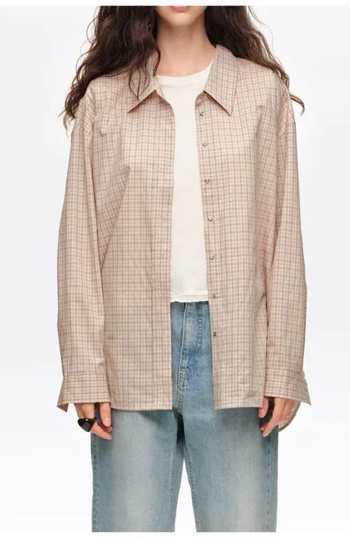 Bimba Y Lola Checked Oversize Low-cut Shirt