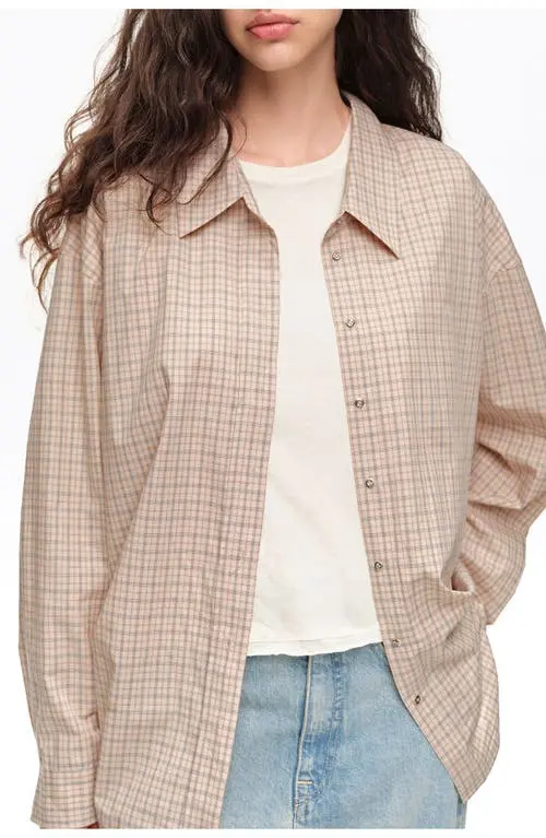 Bimba Y Lola Checked Oversize Low-cut Shirt