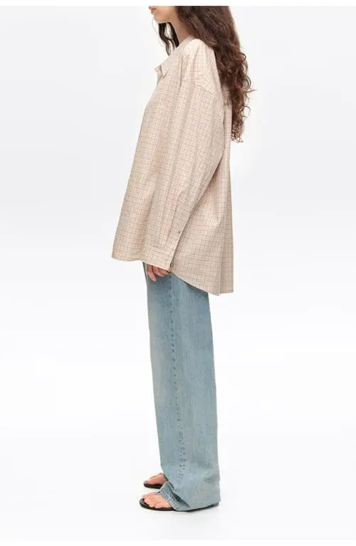 Bimba Y Lola Checked Oversize Low-cut Shirt