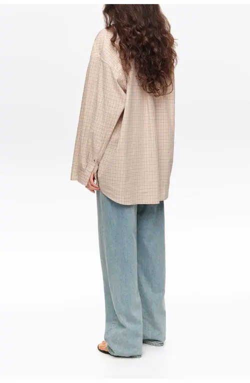 Bimba Y Lola Checked Oversize Low-cut Shirt
