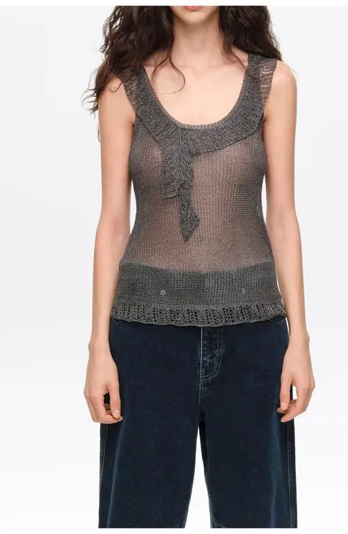 Bimba Y Lola Metallic Openwork Fitted Top