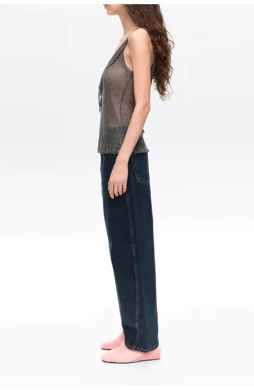 Bimba Y Lola Metallic Openwork Fitted Top